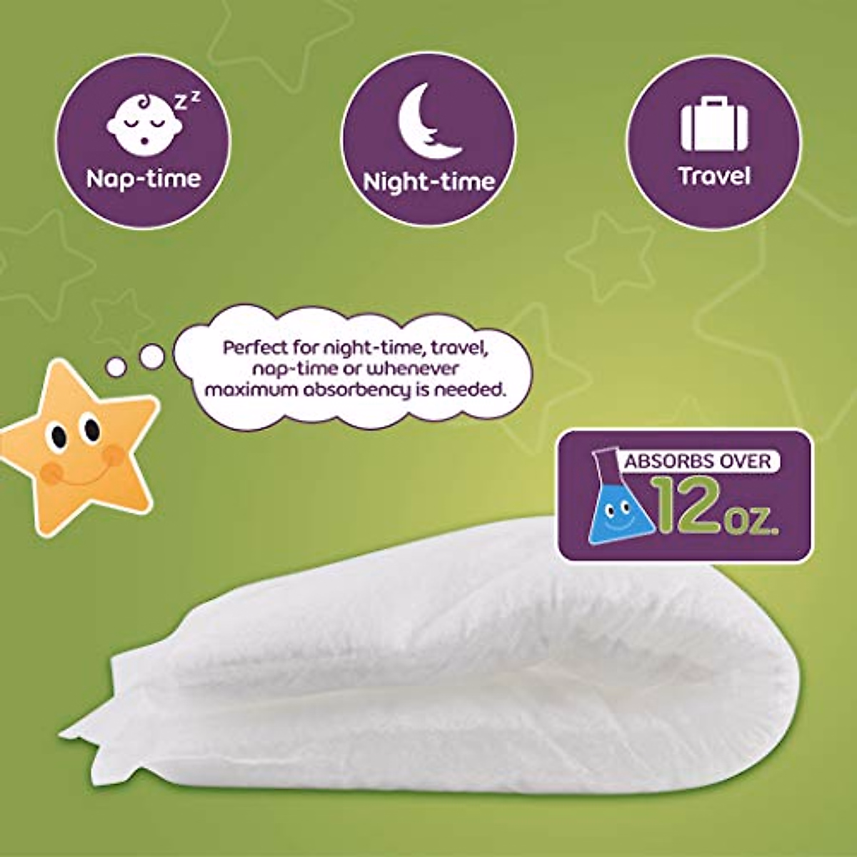 Inspire Dimples Booster Pads, Baby Diaper Doubler with Adhesive - 1 Size Fits All Diapers - Boosts Diaper Absorbency - No More leaks 60 Count (with Adhesive for Secure Fit)