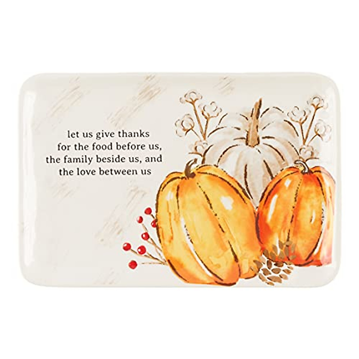 Mud Pie Pumpkin Small Harvest Platter, Let Us, 7" x 10.5", 7" x 10 1/2"