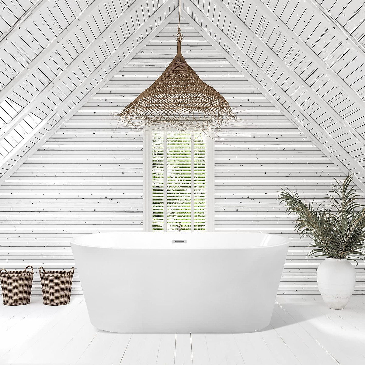 Altair Design Cielo 59" x 30" Freestanding Soaking Acrylic Bathtub in White