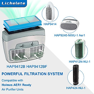 HAPF30AT Filter for Holmes AER1 HEPA Type Total Air Puri-fi-er, Compatible with Holmes HAPF30AT and HAP242-NUC, 4 HEPA + 10 Carbon Booster Filters