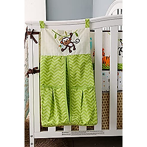 CribMATE 1 PC Diaper Organizer, Cute Cartoon Baby Diaper Hanging Bag, Gift Idea (Green Monkey)