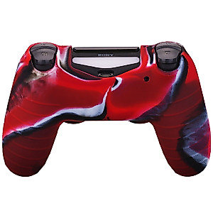 YoRHa Silicone Cover Skin Case for Sony PS4/slim/Pro Dualshock 4 Controller x 1(Green) with Pro Thumb Grips x 8