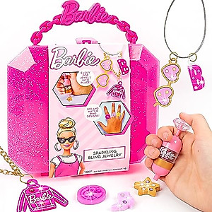 Barbie Sparkling Bling Jewelry Making Kit, Storage Case, Ring Making Kit, Charm Bracelet Making Kit for Girls, Arts & Crafts Toy for Girls Ages 6+