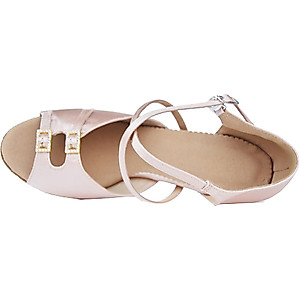 Womens Professional Latin Heels Salsa Ballroom Pumps Jazz Heeled Tango Chacha Peep Toe Bachata Practice Shoes 6CM Heeled SOFE Sole Custom Heel Body Strap Black US 6