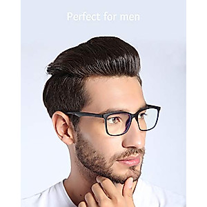 ANRRI Blue Light Blocking Glasses, Anti Eyestrain Lens Lightweight Frame Eyeglasses, Black, Men/Women