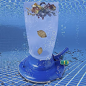 WSBART Pool Leaf Vacuum 15” Pool Leaf Sucker Swimming Pool Leaf Vacuum Cleaner for Above Ground Pool Inground Pool with Brush Mesh Bag Underwater Cleaner