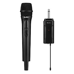 Moukey Wireless Microphone, Portable Dynamic Handheld Mic, Anti-Interference, Excellent Sound, VHF Karaoke Microphone, Wireless Mic for Party, Karaoke, Meeting, Wedding, Church, Stage & DJ, Black