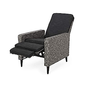 Christopher Knight Home Outdoor Recliner, Black + Multi Gray + Gun Gray