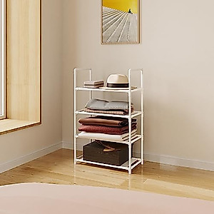 COAPUKT 4-Tier Small Shoe Rack, Narrow Kids Shoe Rack Stackable Organizer Storage,Sturdy Shoe Stand for Closet Entryway Hallway(4 Tiers-White)