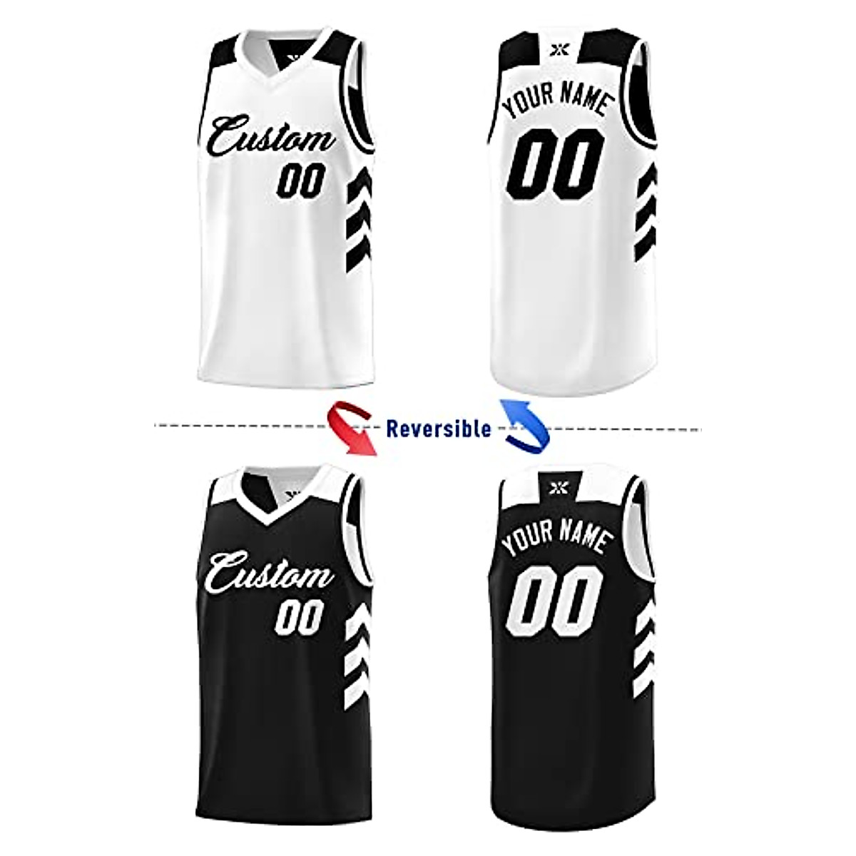 Custom Men Youth Reversible Basketball Jersey Athletic Performance Shirts Personalized Team Name Number