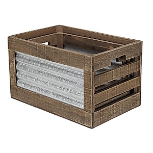 Cheungs Set of 2 Rectangular Ridged Metal Accent Storage Crate, Gray