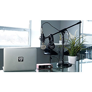 Rockville Kick Drum/Guitar Amp Mic Stand, Steel Round Base+Fixed Boom+Rubber Pad (RKDS)