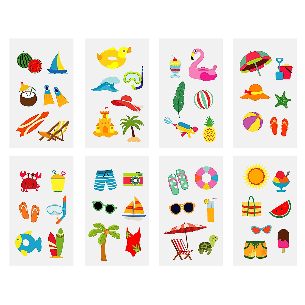 24 Sheets Pool Beach Temporary Tattoos, Birthday Decorations Summer Party Favors