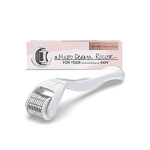 Kitsch Derma Roller for Face | Face Roller Skin Care Tools & Microdermabrasion Tool | Derma Roller for Beard | Facial Microneedle Roller | Micro Needling Roller 0.25mm with Case/Ebook, (White)