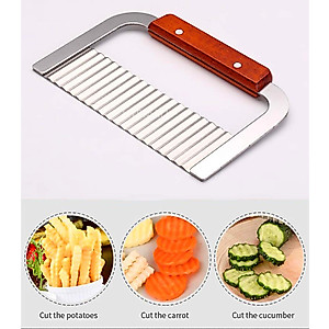 HTBMALL Crinkle Potato Cutter, Wavy Chopper Knife, Upgraded Stainless Steel Blade, Safe Kitchen Tools Wavy Slicer for Fruit, Vegetable, Carrot, Potato