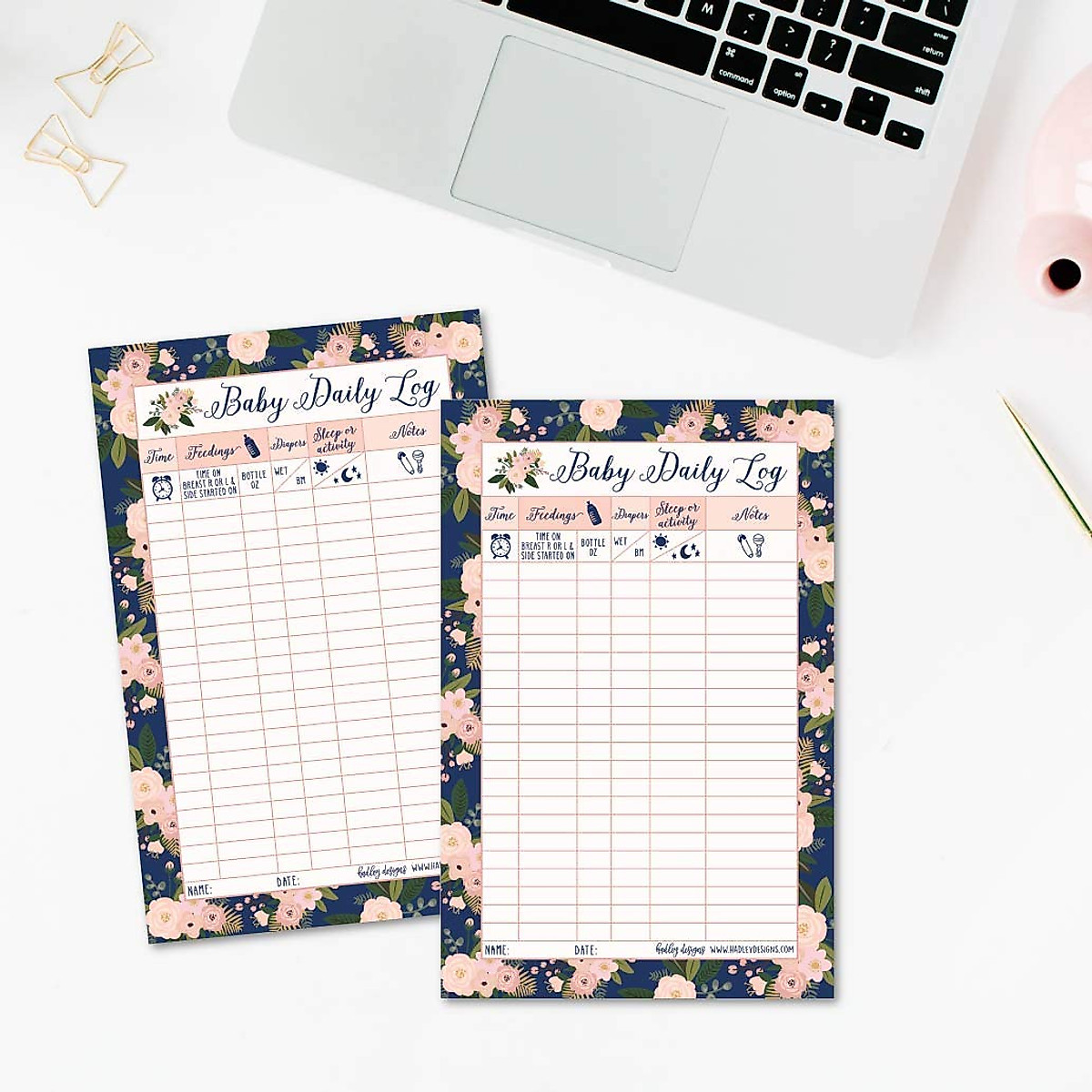 Newborn Baby Log Tracker Journal Book, Infant Daily Schedule, Feeding Food Sleep Naps Activity Diaper Change Monitor Notes For Babies, Mommy Nursing or Breastfeeding Record Tracking Chart 50 Sheet Pad