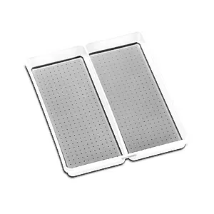 madesmart Antimicrobial Classic Large Utensil Tray, Soft Grip, Non-Slip Kitchen Drawer Organizer, 2 Compartments, Multi-Purpose Home Organization, EPA Certified, White