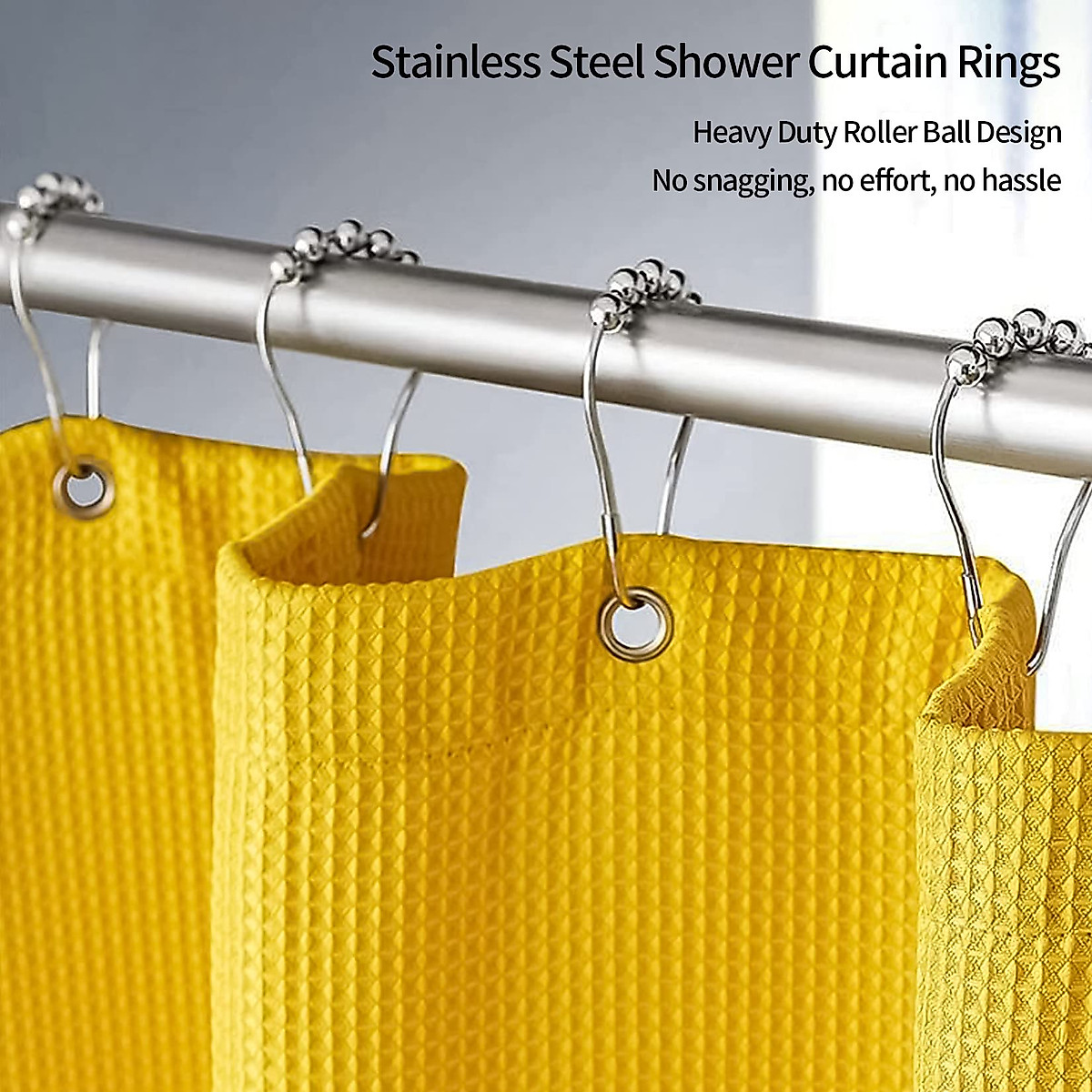 12 Pcs Shower Curtain Hooks Rings, Iron Decorative Rolling Balls Shower Curtain Rod Rings, Shower Curtain Rings for Bathroom Shower Curtain Liner Curtains, Shower Rods Hooks Rings