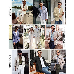 COOFANDY Men's Casual Linen Blazer Lightweight Regular Fit One Button Sport Coat Wedding Suit Jacket Denim Blue