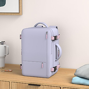 Rinlist Travel Laptop Backpack Carry On Backpack for Men Women Flight Approved College School Computer Bag for Business Hiking Personal Item Backpack Fits 15.6 Inch Notebook Purple