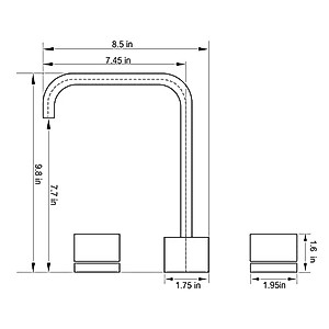 POP SANITARYWARE Matte Black 2-Handle 3 Holes Widespread Bathroom Sink Faucet with Pop-Up Drain Assembly Solid Brass 8 Inches Waterfall Bathroom Vanity Faucet Basin Mixer Faucets