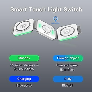 MURPISO 3 in 1 Charging Station for Apple,Magnetic Foldable Charger for Travel,Wireless Charger Pad for iPhone 15/14/13/12/Pro/Max/Mini,AirPods Wireless/Pro,iWatch Ultra/SE/9/8/7/6/5/4/3/2
