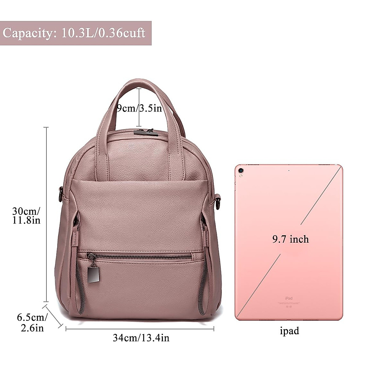 Kasqo Small Backpack Purse for Women, Convertible Faux Leather Bag for Ladies Travel Casual Daypack Fashion Shoulder Bag, Pink