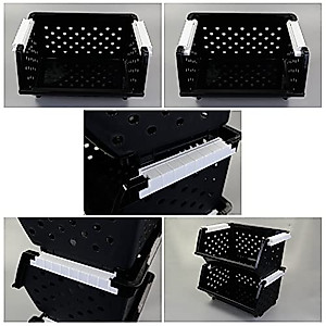 Farmoon 3 Pack Plastic Stackable Organizer Basket, Stacking Storage Bin Open Front, Black