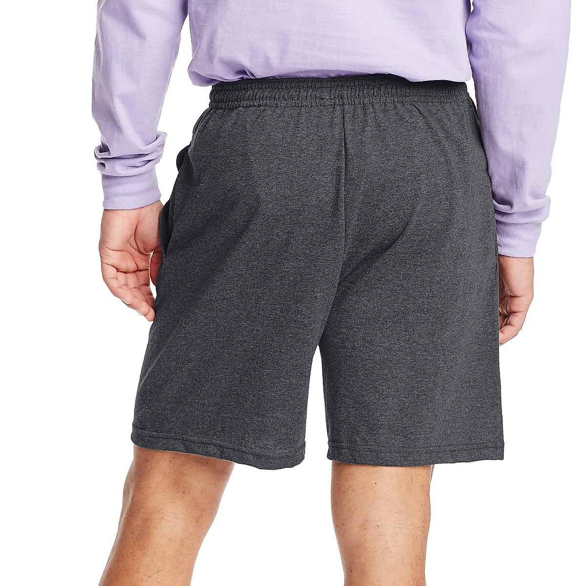 Hanes Mens Jersey Cotton With Pocket Workout-and-training-shorts, Charcoal Heather, Large US