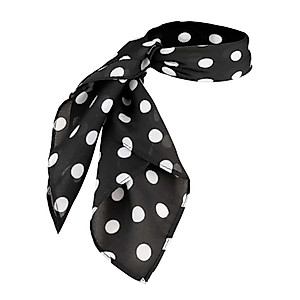 Hip Hop 50's Shop 1950s Small 20" Chiffon Scarf, Vintage Ascot, Retro Hair Tie for Child and Toddler (Black Polka Dot)