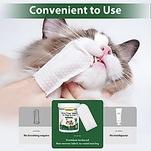 LANBEIDE Updated Larger Pet Teeth Cleaning Wipes for Dogs & Cats, Dog Dental Wipes No-Rinse Dog Finger Toothbrush for Reducing Plaque & Tartar, Breath Freshener Dental and Gum Care Pet Wipes 50 Counts