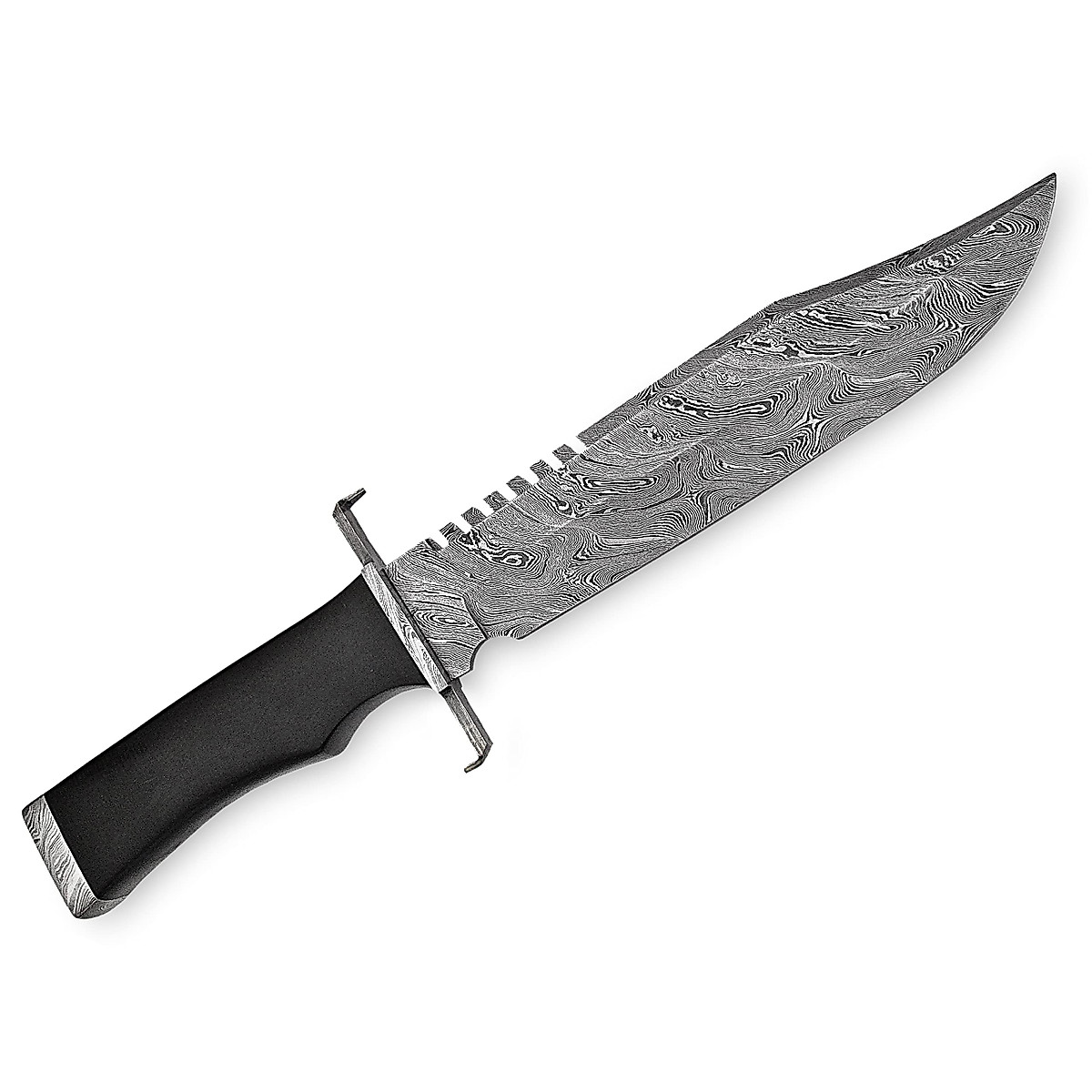 SFG - 14" Fixed Blade Hunting Bowie Knife, Damascus Steel Blade, Non-Slip Black Micarta Handle, Hunting, Camping, Backpacking, Fishing, Unique Gift Item For Him