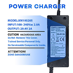 YZPOWER 29.4V 2A Battery Charger for Electric Bike Electric Scooter 24V Lithium Battery Pack 5.5mm 2.1mm Connector