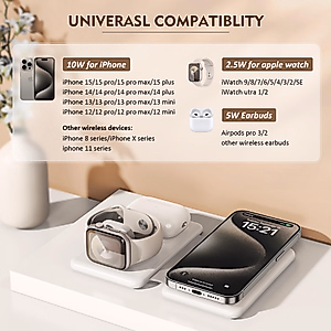 Magnetic Wireless Charger for iPhone: 3 in 1 Travel Charging Station for Apple Devices for iPhone 15 14 13 12 Pro Max Plus - Foldable Charging Pad for Apple Watch Series & Airpods 3 2 Pro