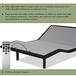 Nutan, 10-Inch Adjustable Bed Base with Head and Foot Incline, Wireless Remote and Adjustable Height, King, Grey