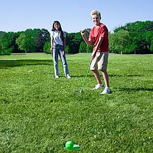 PGA TOUR Tee-Up 3-Piece Set, Medium, Orange, Right Handed, Use for Indoor and Outdoor Practice, Junior Golf Training Set, Training Clubs