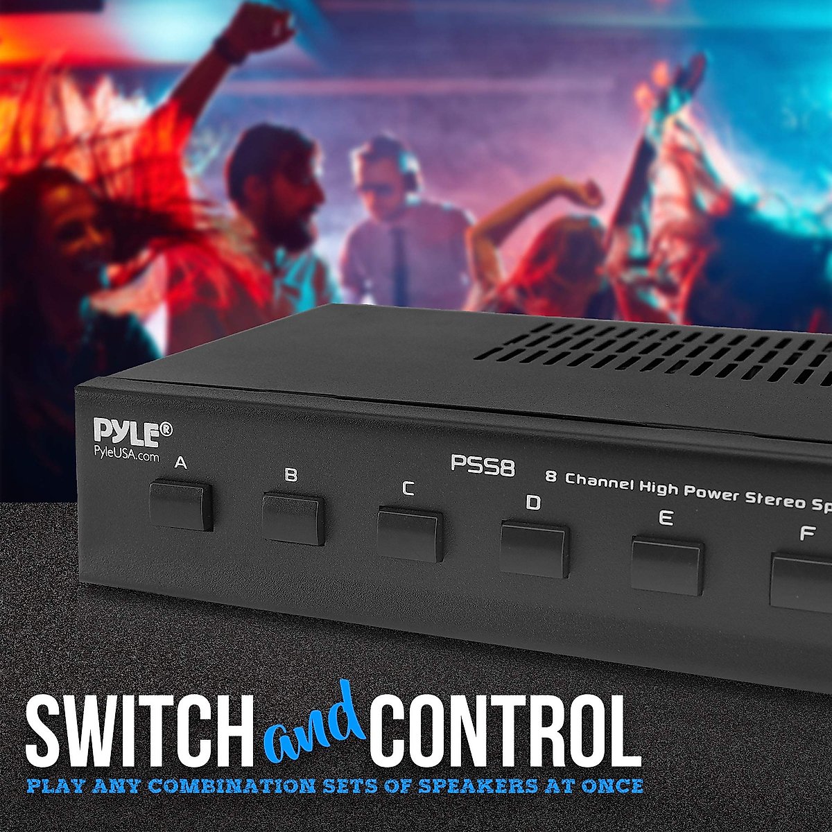 Pyle (PSS8) - Premium New and Improved 8 Zone Channel Speaker Switch Selector Switch Box Hub Distribution Box for Multi Channel High Powered Stereo Amplifier A/B/C/D Switches | 6 Pairs Of speakers