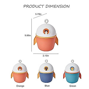 ESD HSDMYSH Cute Rocket Desktop Trash Can Countertop Trash Can Tabletop Trash Can Mini Garbage cans for Bedroom Living Room Bathroom Small Wastebasket Shake Lid (Blue)