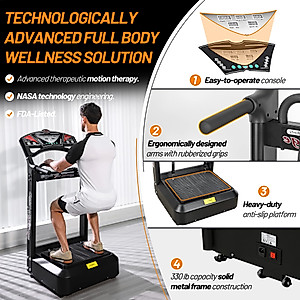 DQGM Vibrating Plate Exercise Machine, Whole Body Vibration Platform with Arm Vibrating Pull Bands, Cardio Training Fitness Vibration Equipment for Home Gym Workout