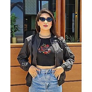 Zeagoo Womens Classic Quilted Jacket Short Bomber Jacket Coat, Black, Small