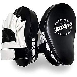 Valleycomfy Boxing Curved Focus Punching Mitts- Leatherette Training Hand Pads,Ideal for Karate, Muay Thai Kick, Sparring, Dojo, Martial Arts