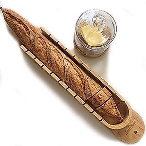 Jean-Patrique Baguette Bread Slicer & Bread Knife Set | 2-piece set contains a solid beech baguette bread slicing board and a professional quality stainless steel bread knife | From
