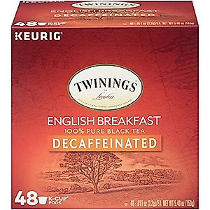 Twinings Decaf English Breakfast Tea K-Cup Pods for Keurig, Naturally Decaffeinated Black Tea, Smooth, Flavourful, Robust, 48 Count