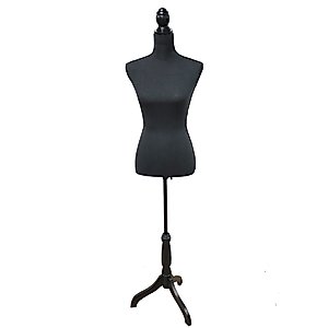 Female Dress Form Mannequin Torso Adjustable Height Mannequin Body with Tripod Stand for Clothing Dress Jewelry Display, Black