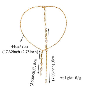 Jumwrit Pearl Backdrop Necklace Rhinestone Back Necklace Body Chain Gold Chain Bridal Back Necklace Love Heart Pendant Necklace Wedding Body Jewelry for Women Girls(Style 3)