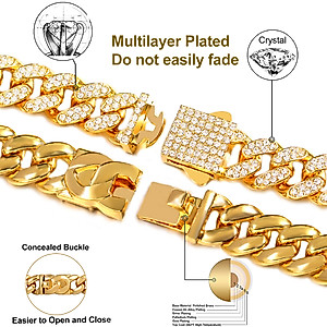 DLSIXNCO 2PCS Cuban Link Chain for Men Women Miami Cuban Link Chain Necklace Gold Silver Plated Bling Diamond Chain Trendy Choker Chain Necklaces Jewelry for Men (Gold, 16inch+18inch)