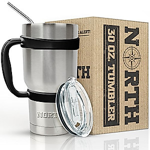 North Stainless Steel Vacuum Insulated 5-Piece Tumbler Set, 30 oz, Travel Mug For Home, Office, School – Like Yeti Tumbler For Ice Drink & Hot Beverage