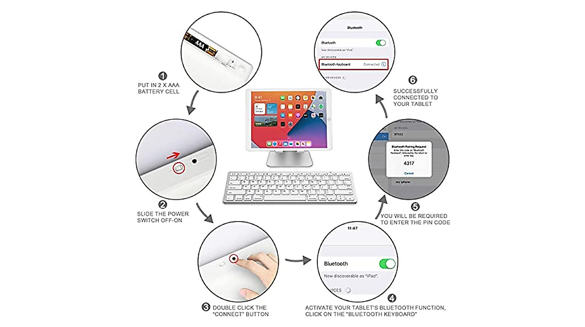 OMOTON Ultra-Slim Bluetooth Keyboard for iPads & More