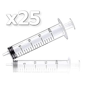 BSTEAN 20ml Syringe without Needle, Individually Wrapped for Industrial, Scientific, Measuring, Watering, Pet Feeding, Liquid Refilling and Dispensing (Pack of 10)