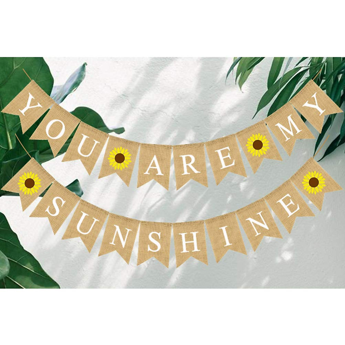 Amosfun You are My Sunshine Banner Sunflower Burlap Banner Swallowtail Linen Bunting Garland for Baby Shower Kids Birhday Party Wedding Decoration